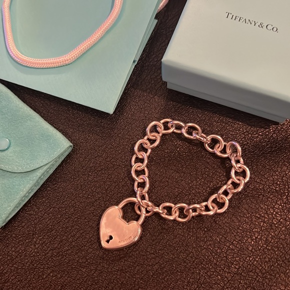 Tiffany & Co. | Jewelry | Rare Tiffany Heart Lock Bracelet With Double ...